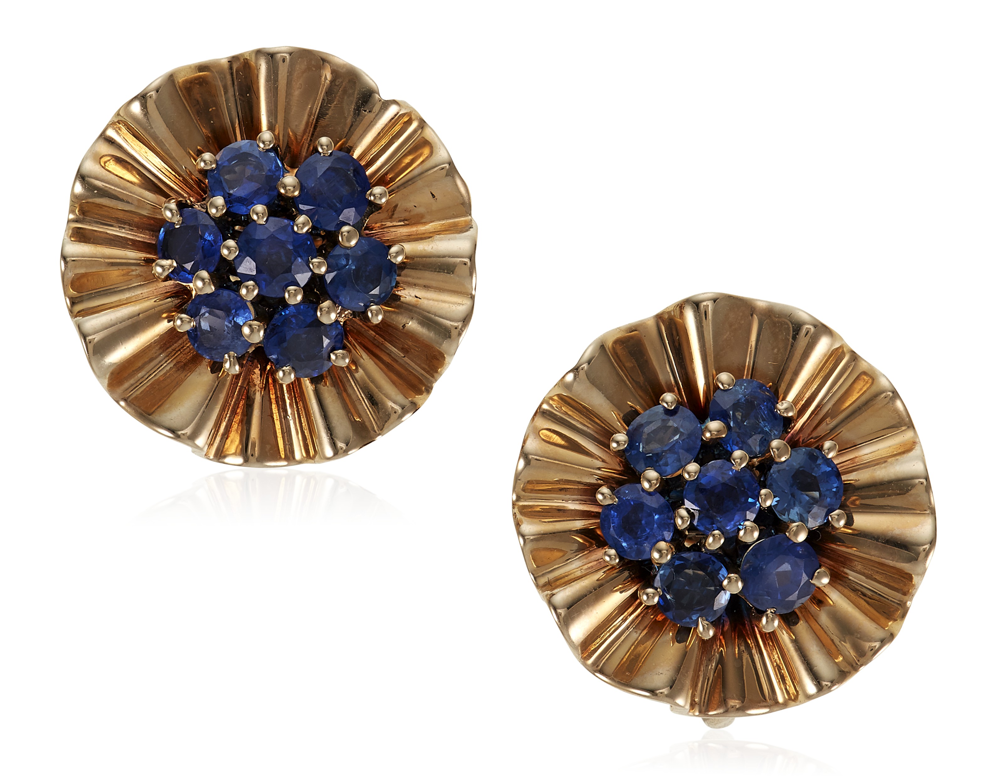 TRABERT & HOEFFER-MAUBOUSSIN SAPPHIRE AND GOLD EARRINGS WITH GIA REPORT ...