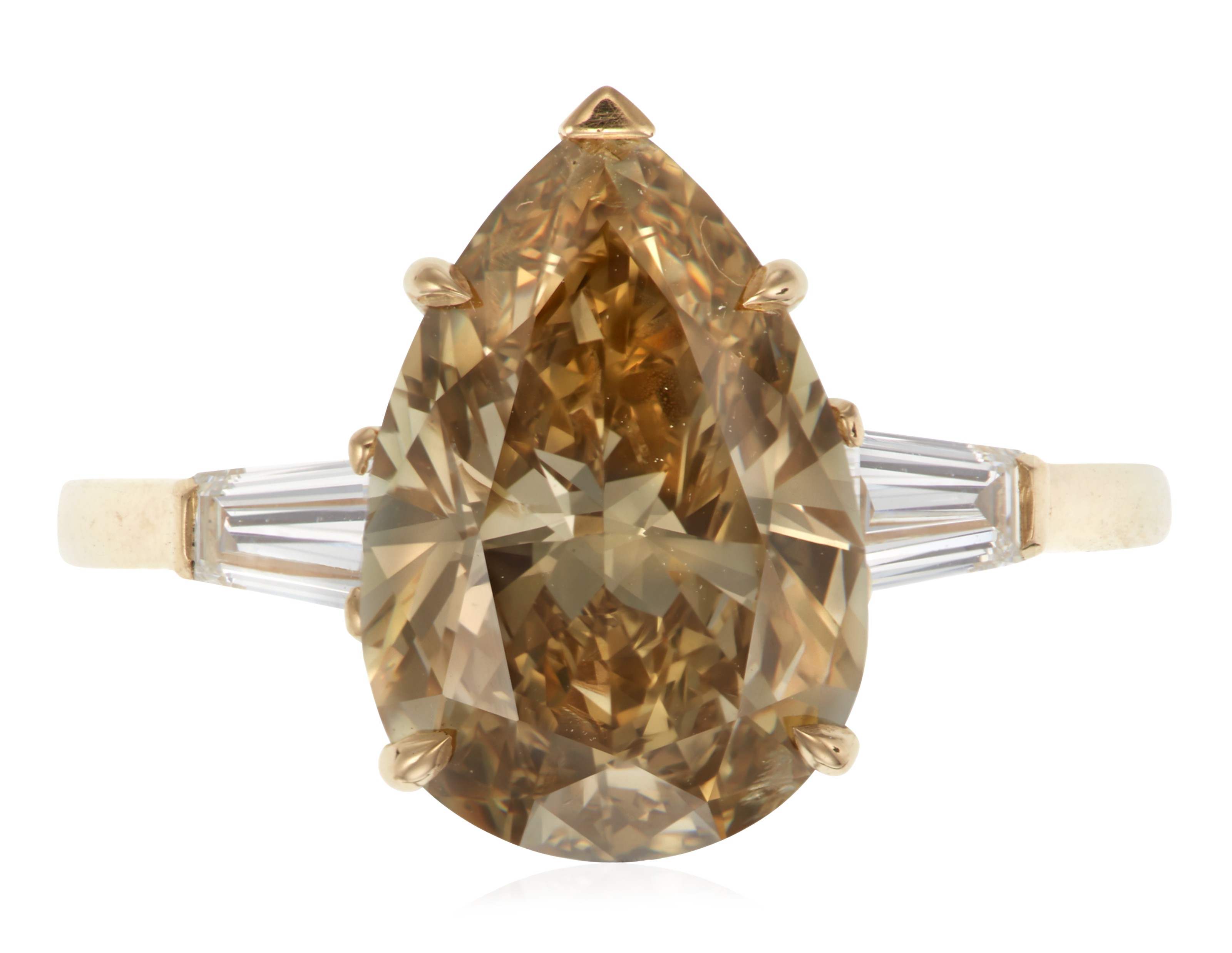 FANCY DEEP BROWNISH YELLOW DIAMOND RING OF 4.20 CARATS WITH GIA REPORT ...