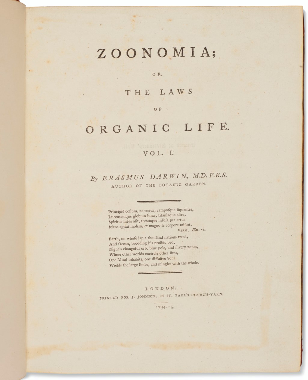 The First All-Embracing Hypothesis of Evolution, Erasmus Darwin, 1794 ...