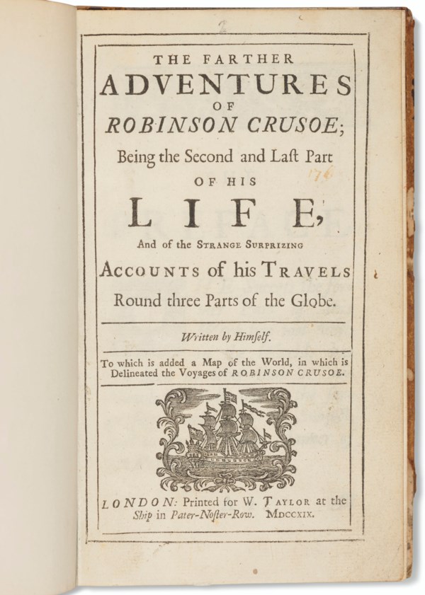 Robinson Crusoe, the First English Novel, Daniel Defoe, 1719-20 ...