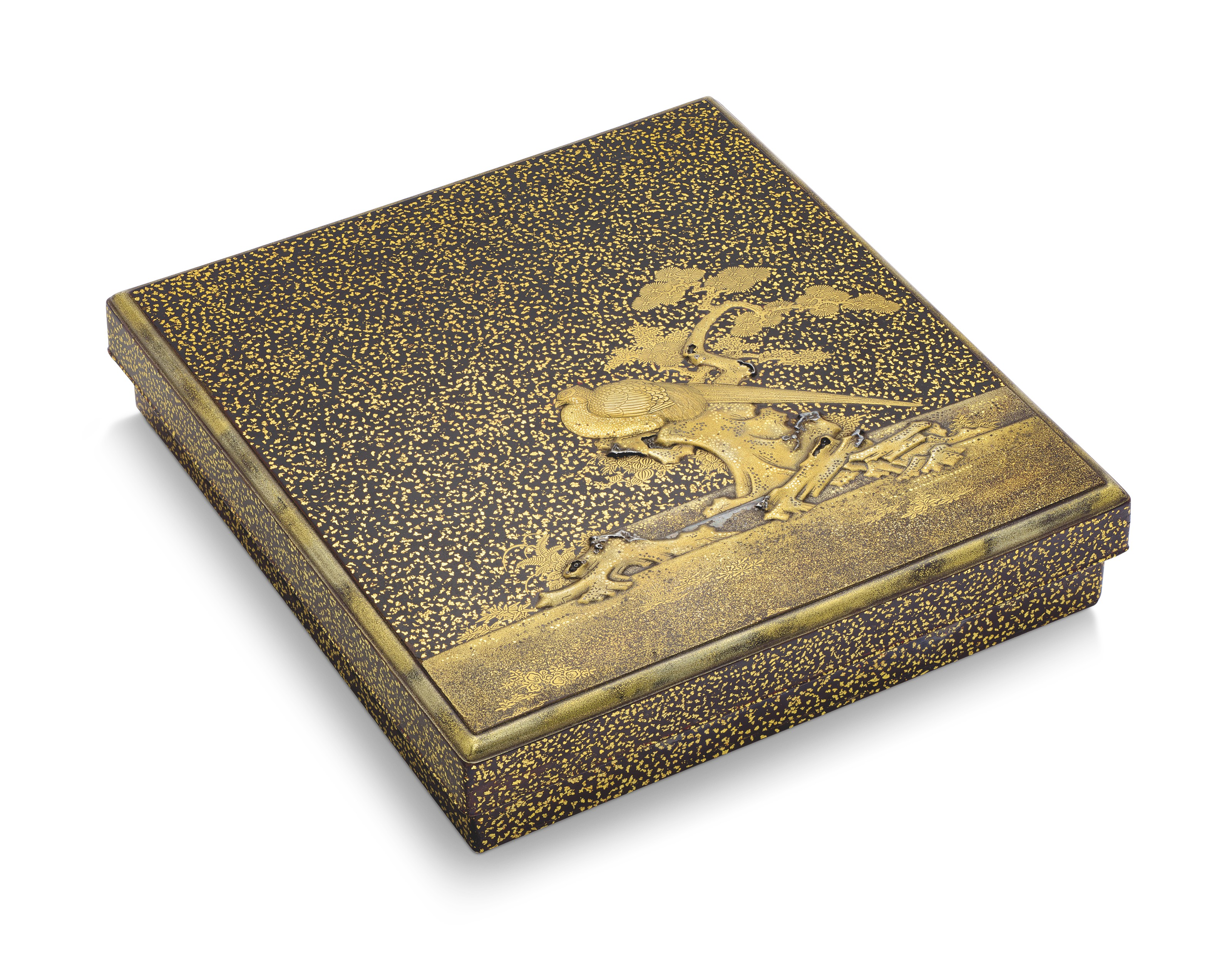 A FINE LACQUER WRITING BOX (SUZURIBAKO) WITH A PHEASANT ON ROCKS, EDO ...
