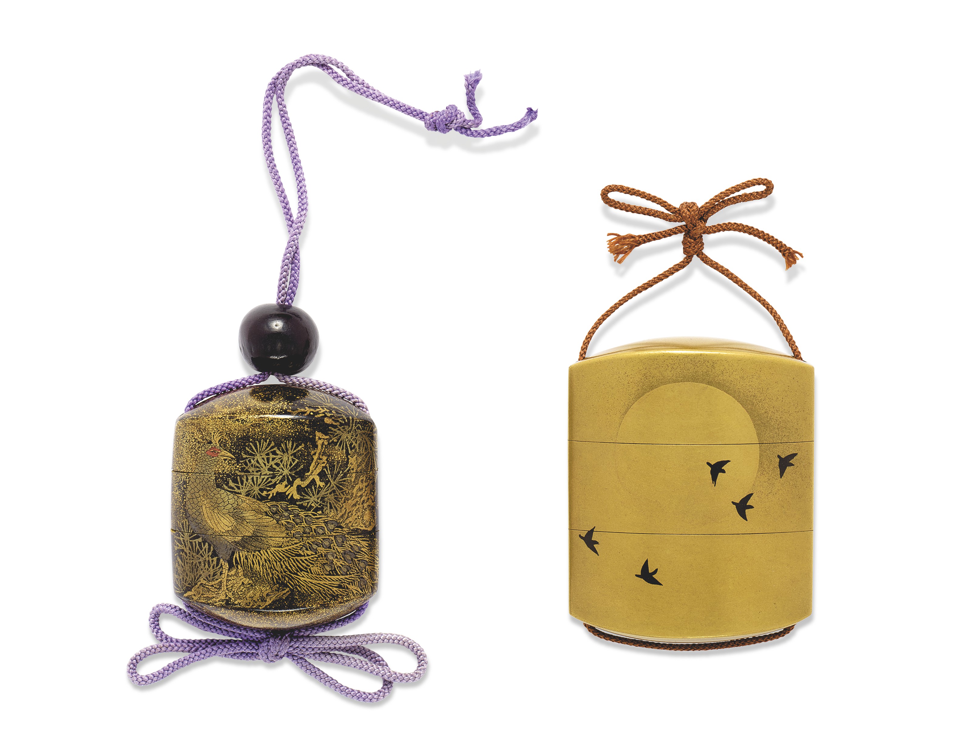 TWO MINIATURE TWO-CASE LACQUER INRO, EDO - MEIJI PERIOD (19TH CENTURY ...