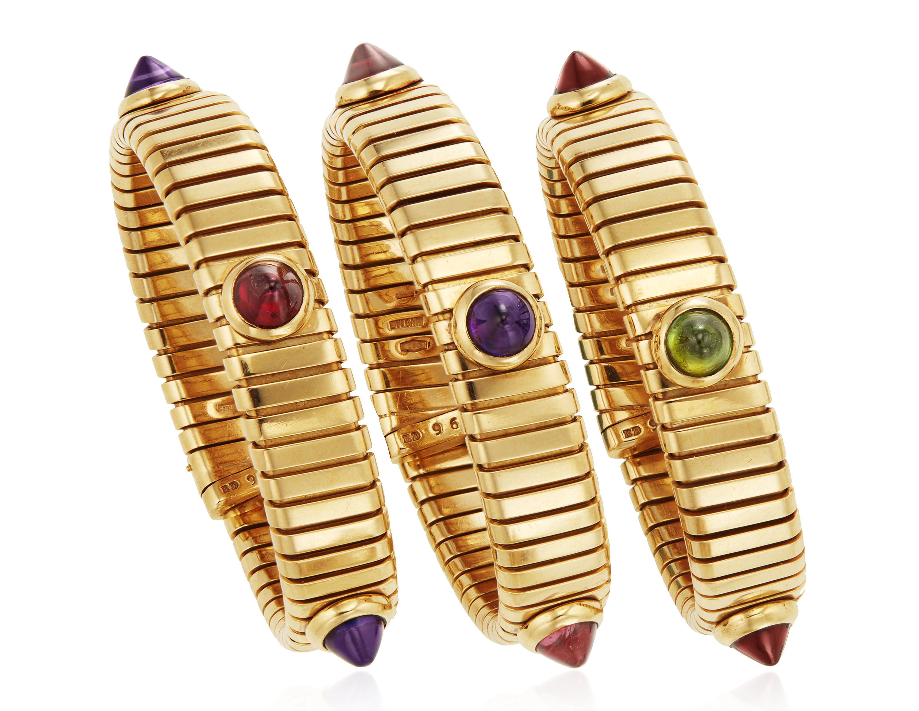 BULGARI SET MULTI-GEM TUBOGAS CUFF BRACELETS, | Christie’s