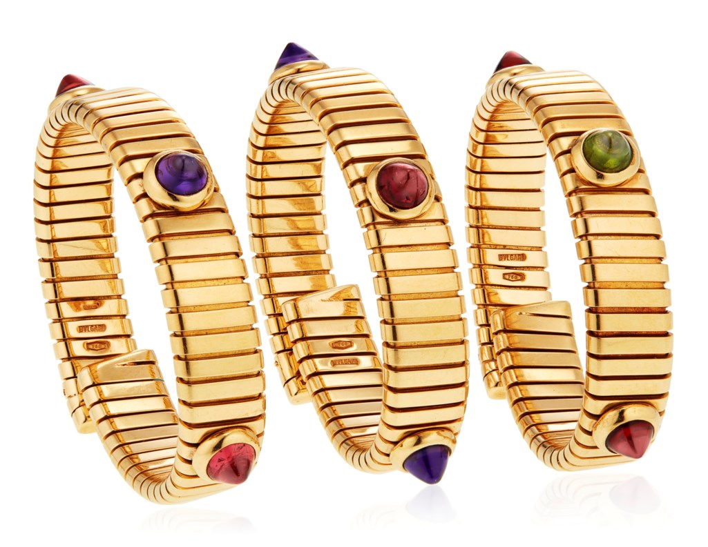 BULGARI SET MULTI-GEM TUBOGAS CUFF BRACELETS, | Christie’s