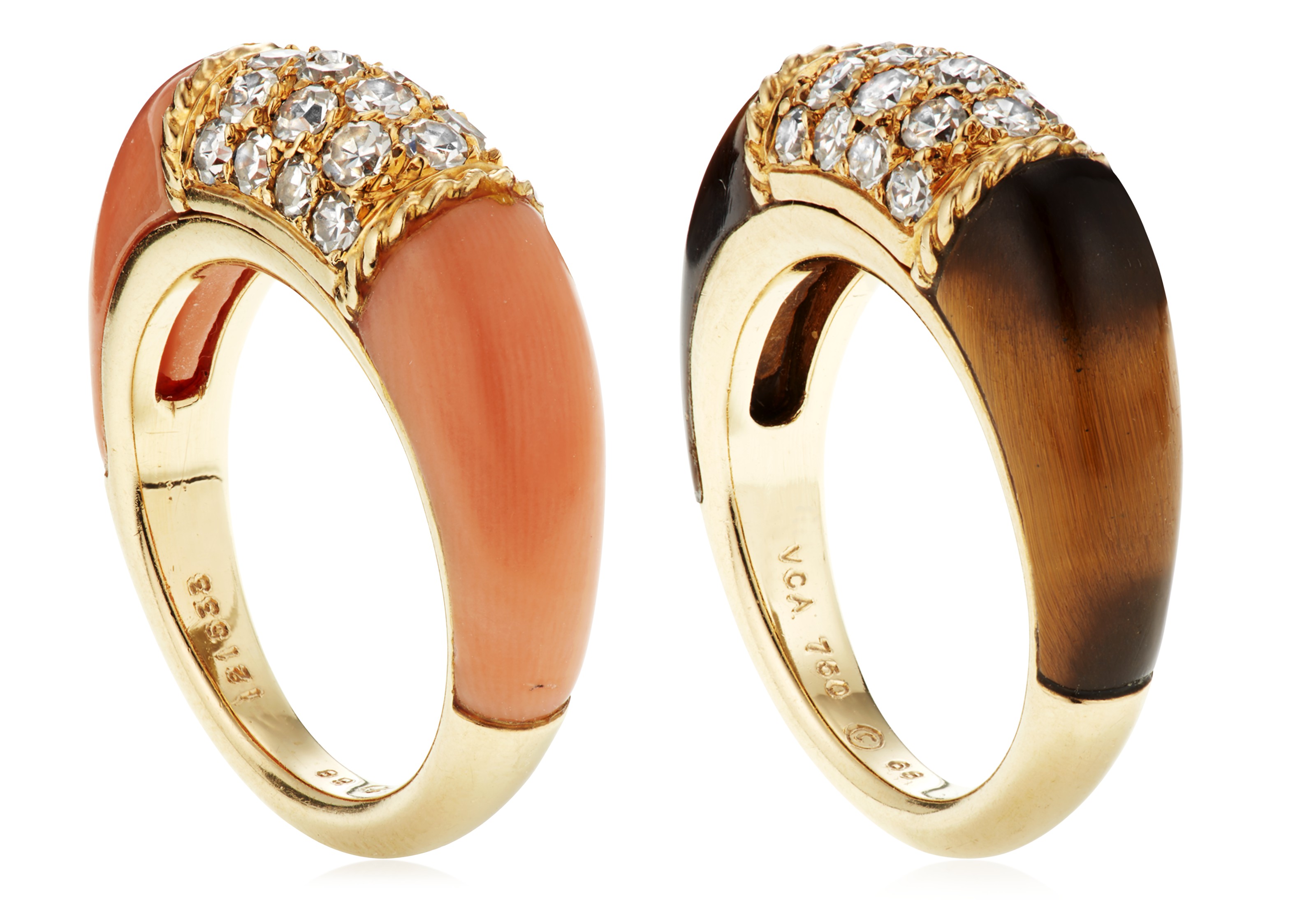 VAN CLEEF & ARPELS TIGER'S EYE AND CORAL 'PHILIPPINE' RINGS, | Christie’s