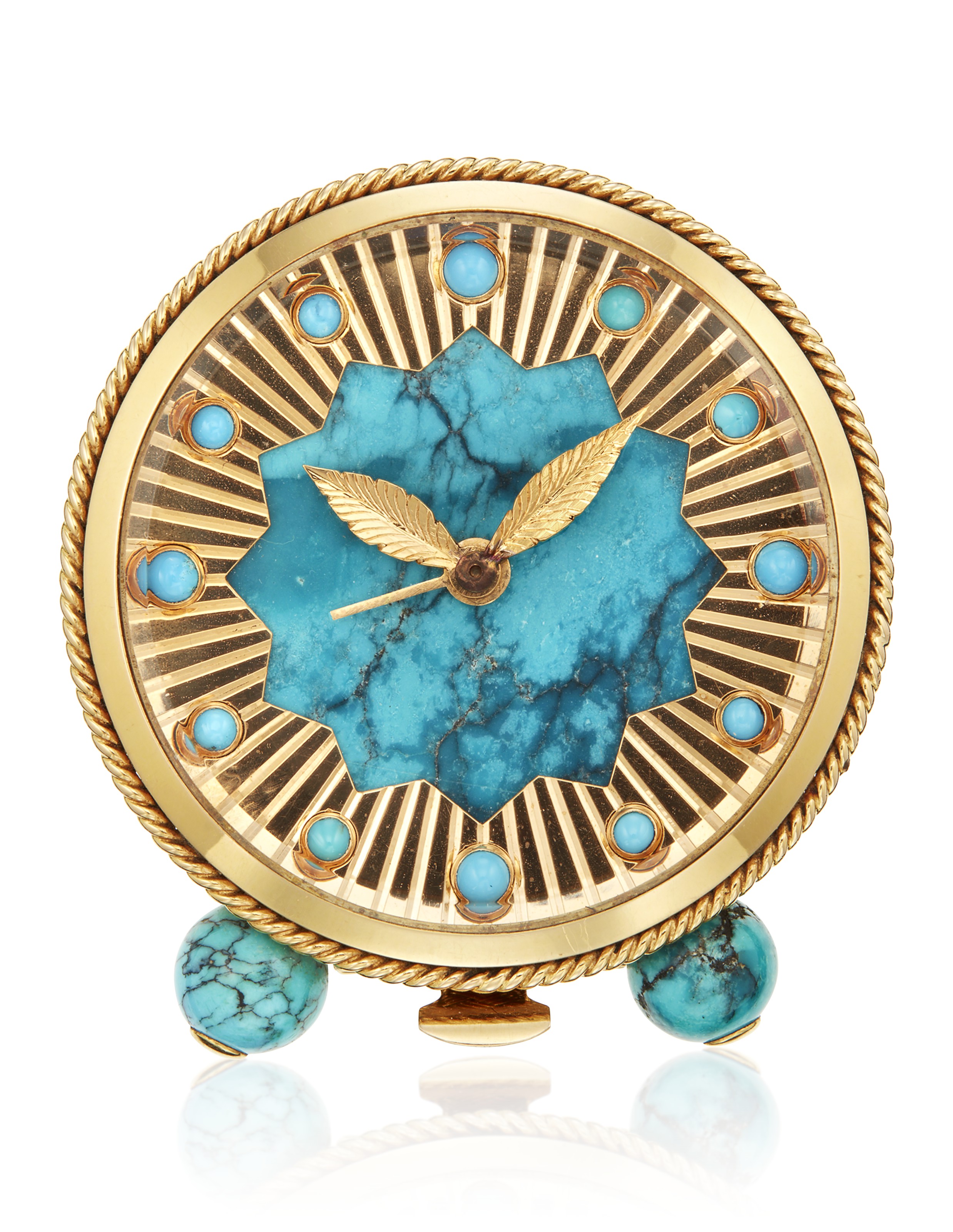 VAN CLEEF & ARPELS TURQUOISE AND GOLD ALARM CLOCK, | Christie’s