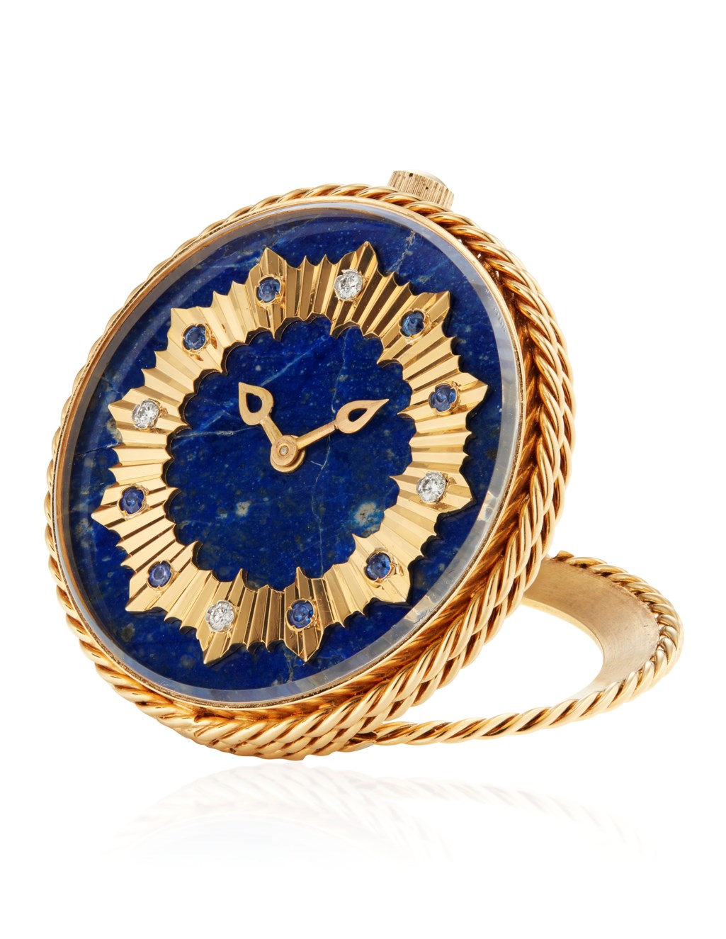 VAN CLEEF & ARPELS SODALITE, SAPPHIRE AND DIAMOND TRAVEL CLOCK ...