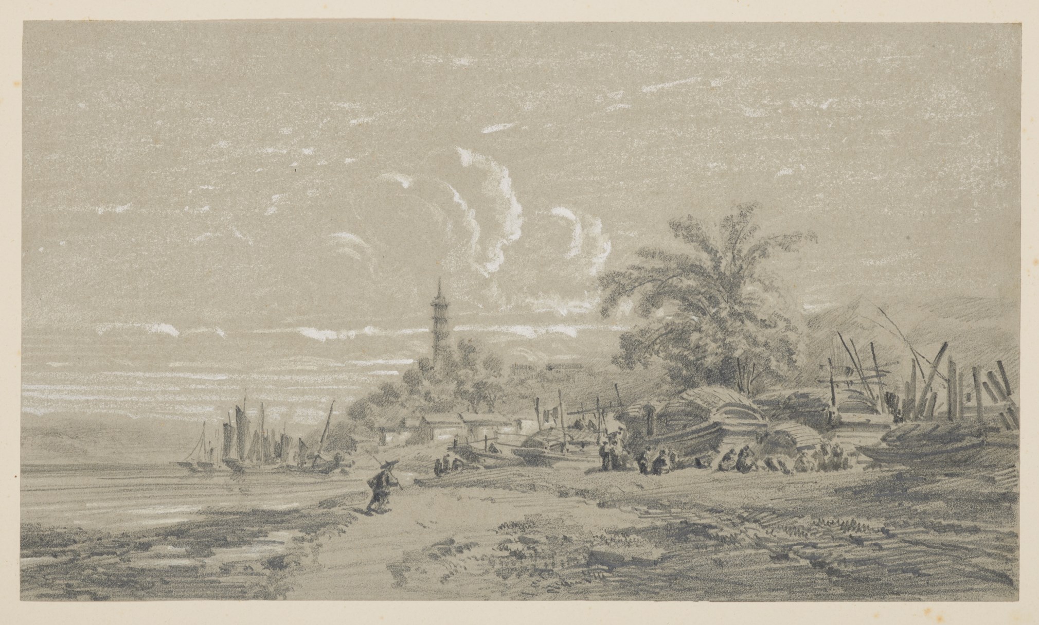 AUGUSTE BORGET (ISSOUDUN 1808-1877 BOURGES), Quatre paysages chinois ...