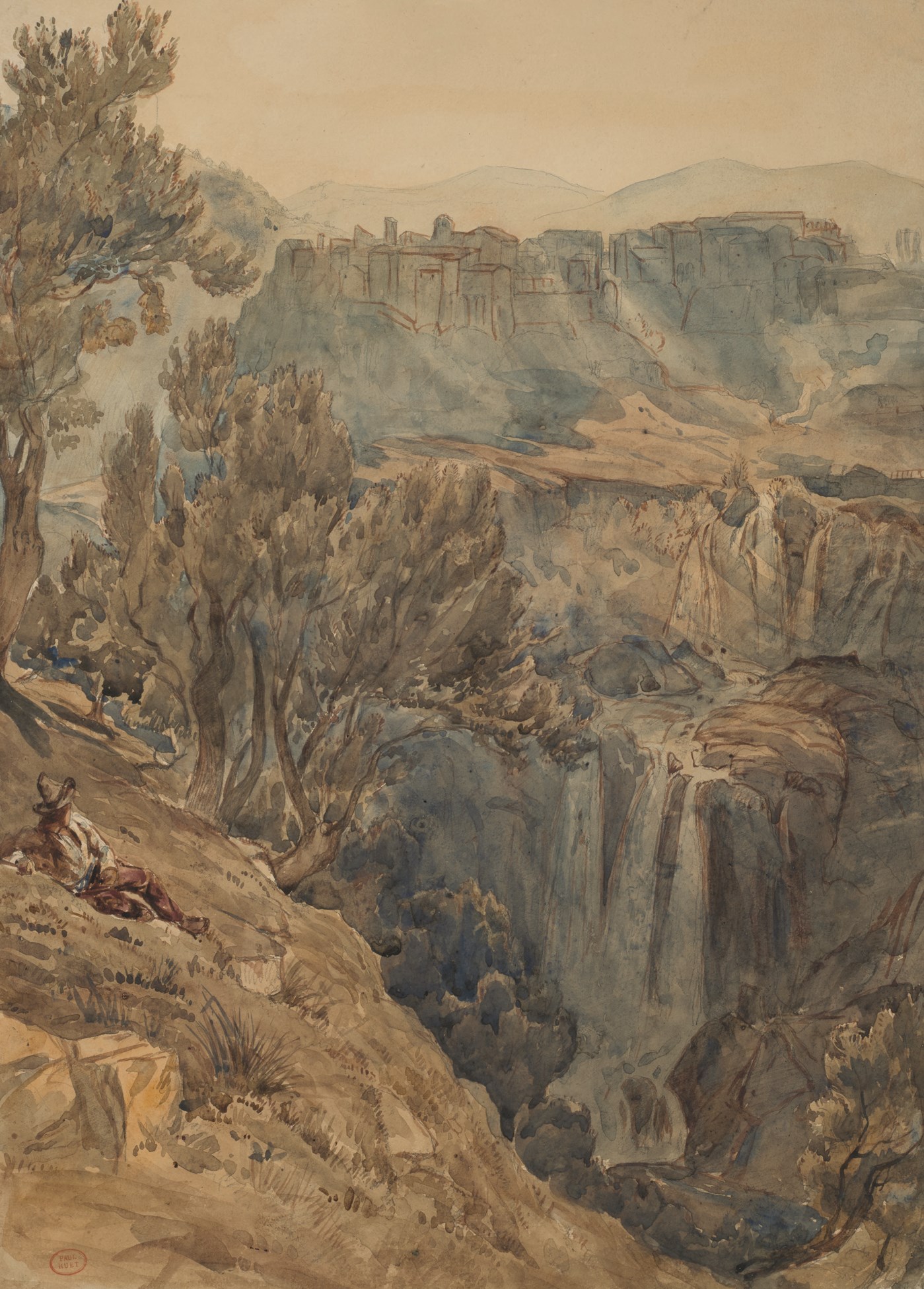 PAUL HUET (PARIS 1803-1869), Vue des cascatelles de Tivoli | Christie's