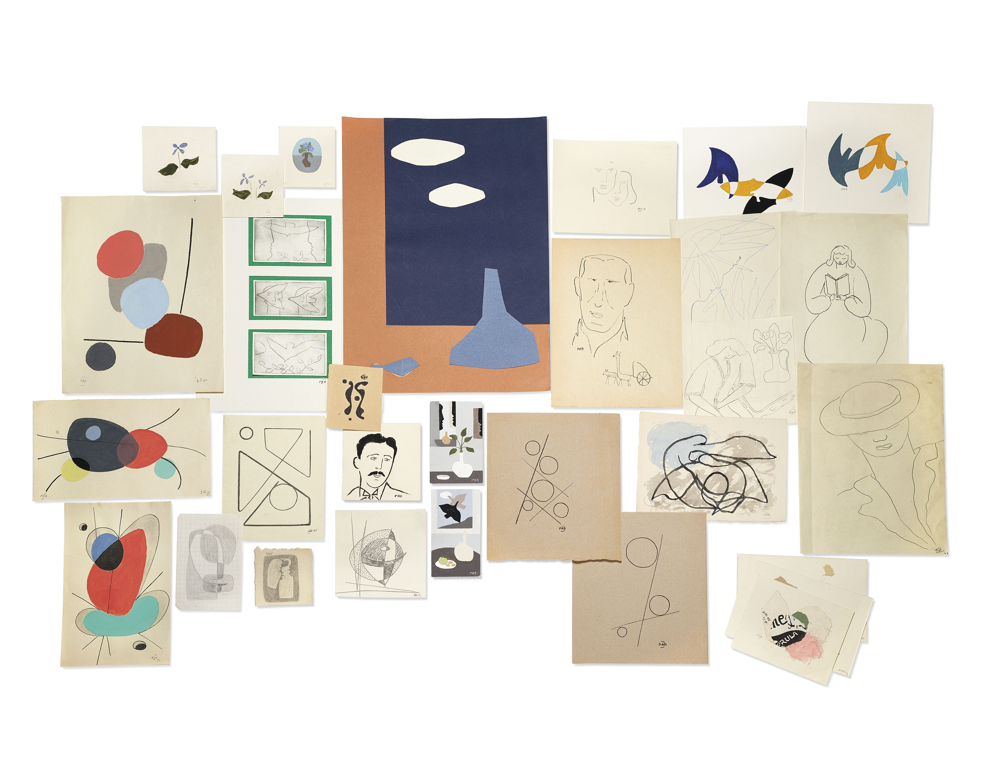 BENOIT, Pierre André. [Dessins, gouaches, gravures et collages originaux]