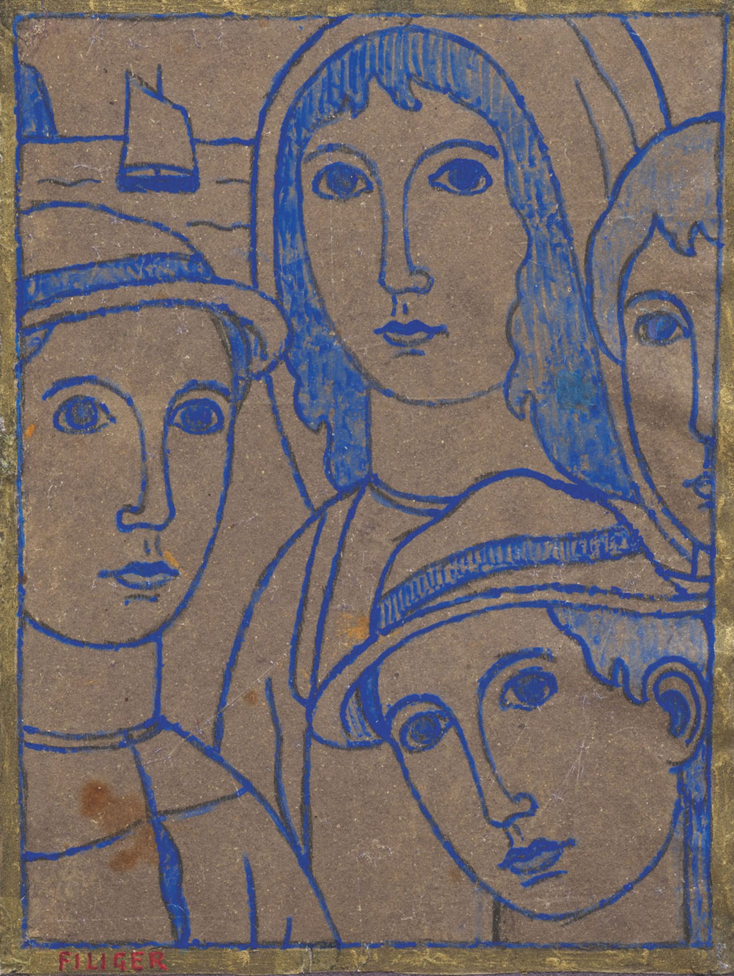 Charles Filiger (1863-1928), Étude pour "La Famille de pêcheurs" ou ...