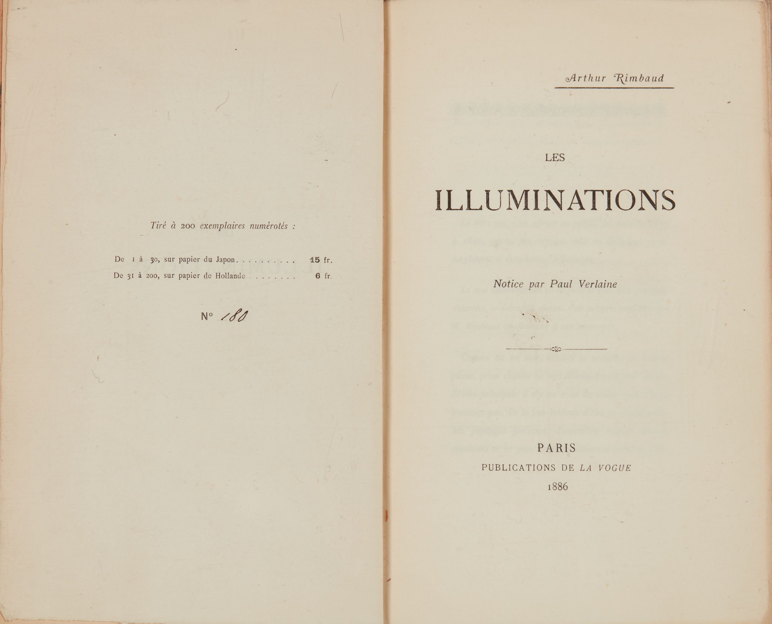 RIMBAUD, Arthur (1854-1891). Les Illuminations. Notice par Paul ...