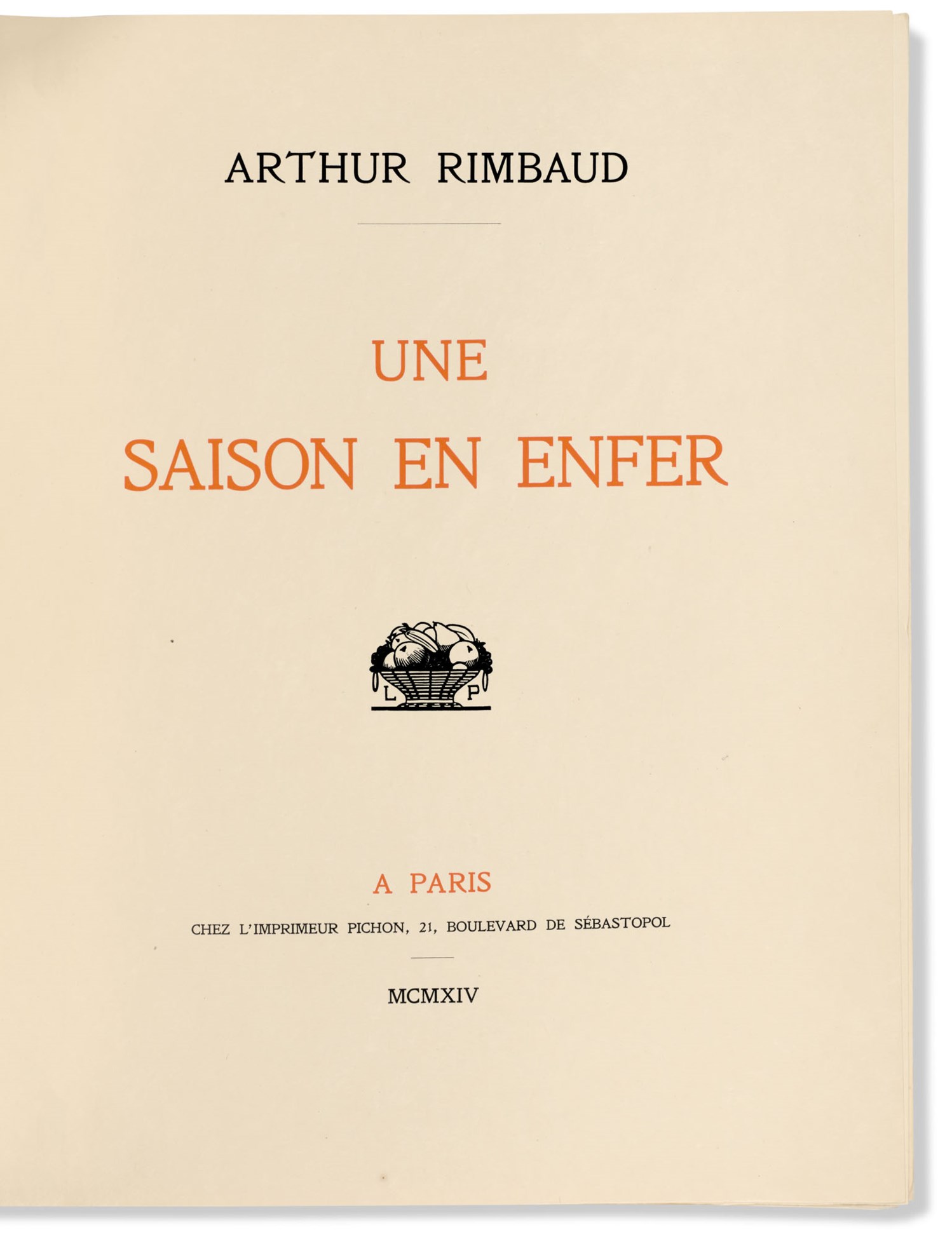 RIMBAUD, Arthur (1854-1891). Une Saison en enfer. Édition commémorative ...