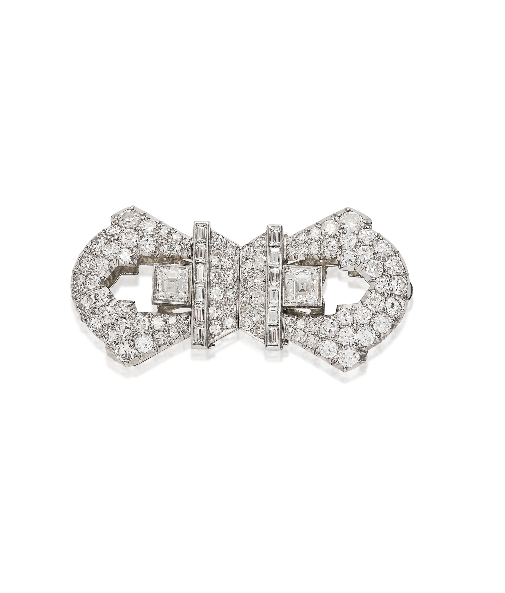 BROCHE DOUBLE CLIPS ART DÉCO DIAMANTS, | Christie’s