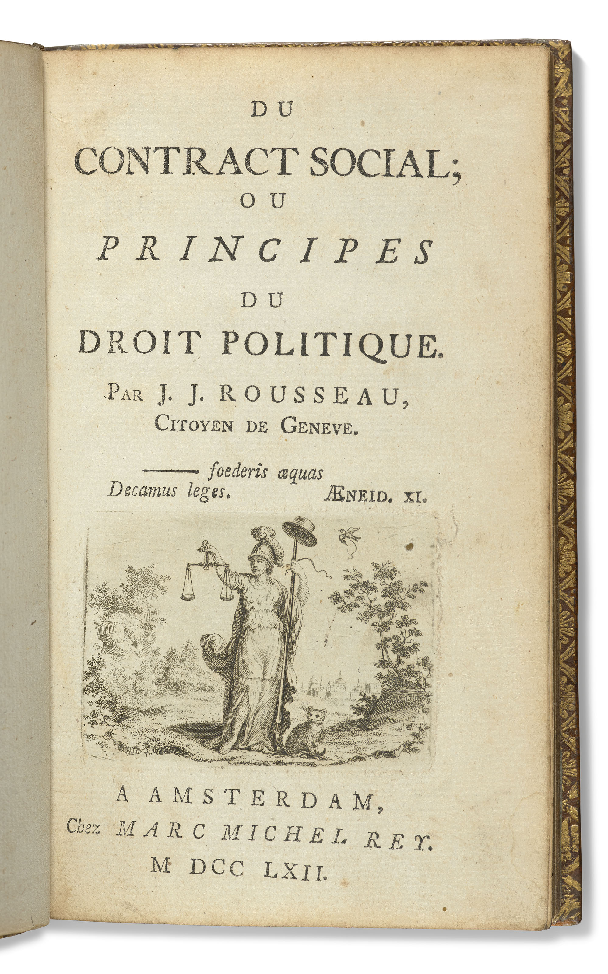 ROUSSEAU, Jean-Jacques (1712-1778). Du Contract social ; ou Principes ...