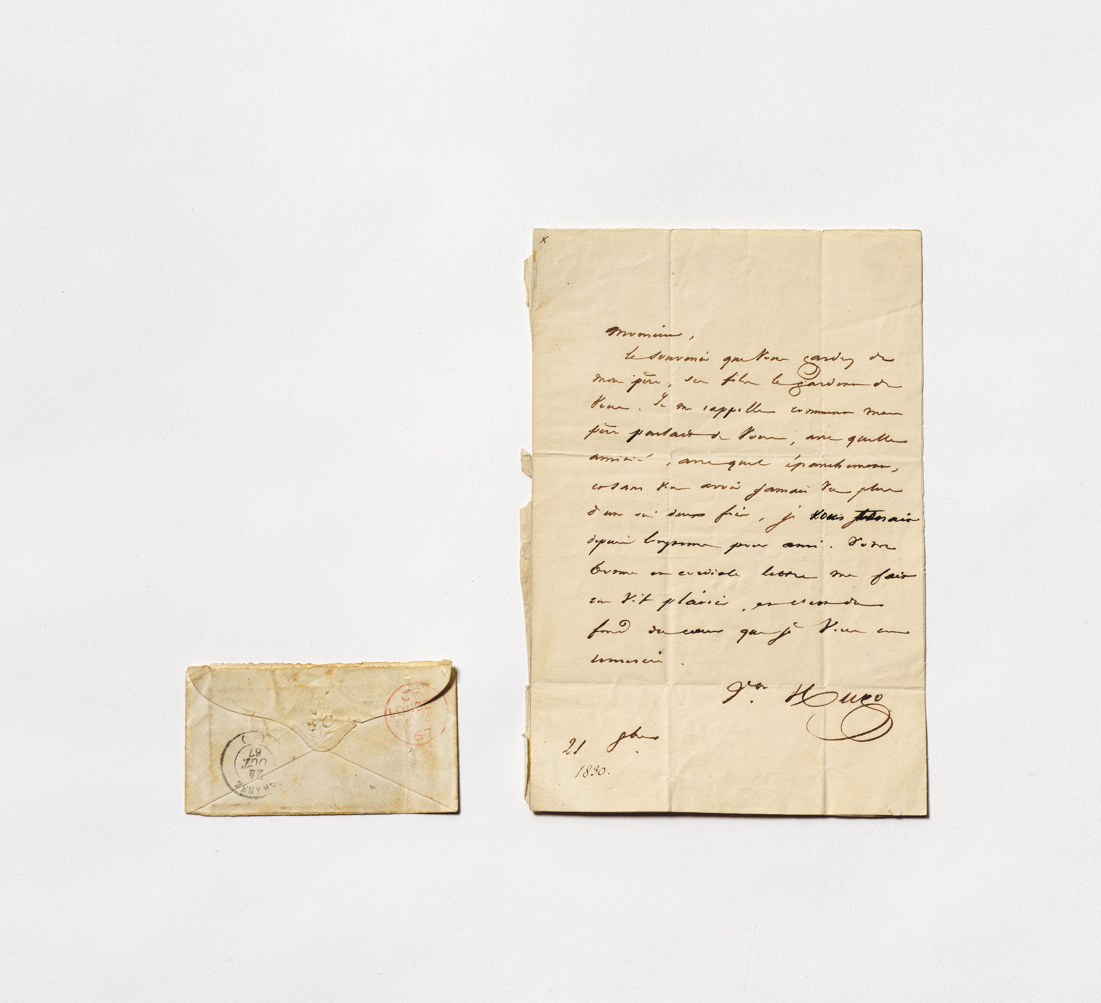 HUGO, Victor (1802-1885), Lettre autographe signée. [1830] | Christie’s