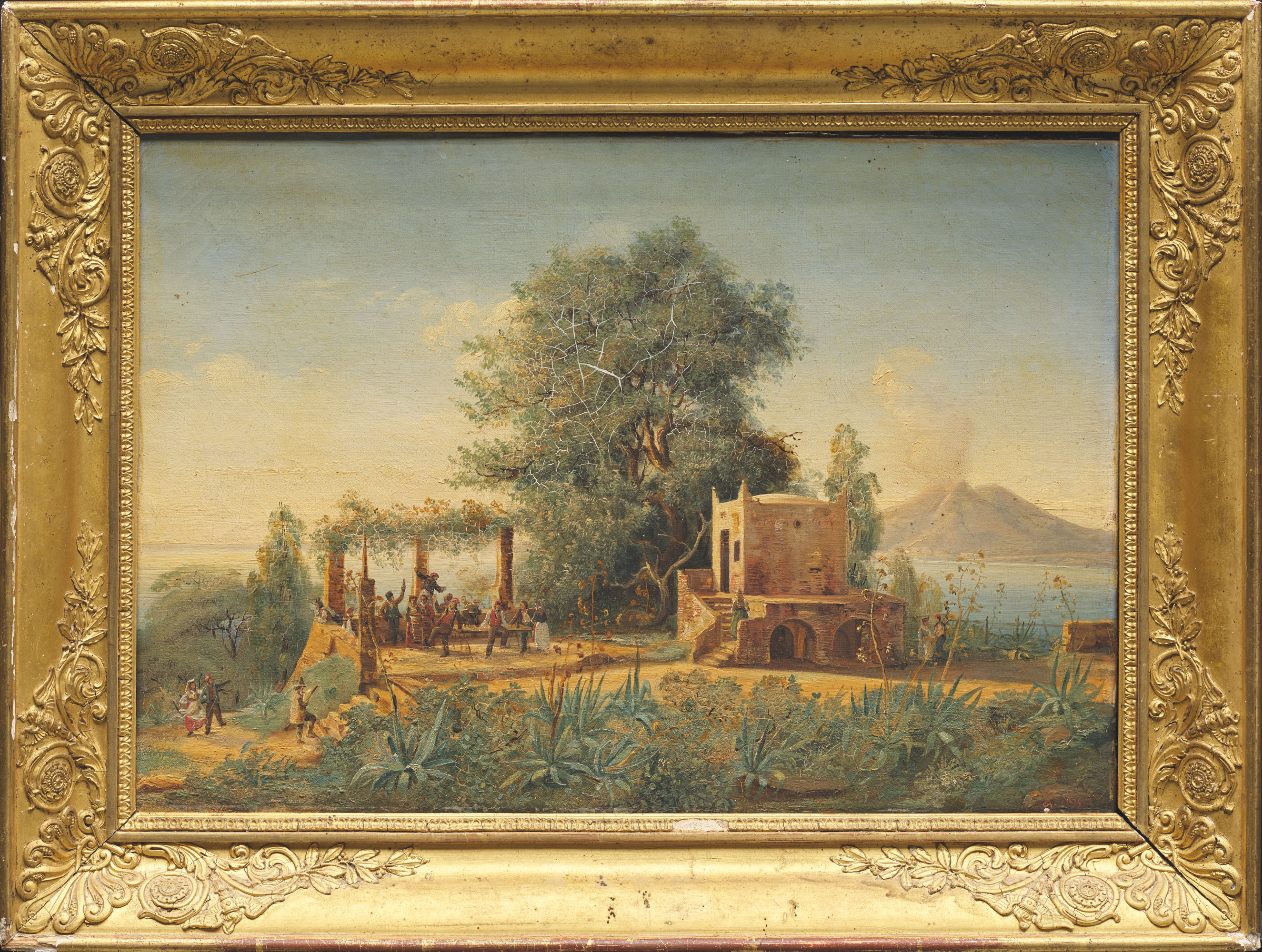 ATTRIBUÉ À AUGUSTE BORGET (1808-1877), VUE D'UNE CAMPAGNE NAPOLITAINE ...