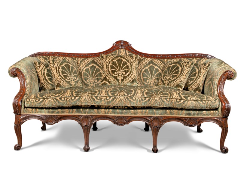 A GEORGE II FUSTIC AND SATINWOOD SOFA, ALMOST CERTAINLY DESIGNED BY ...