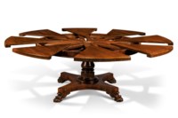 AN EARLY VICTORIAN MAHOGANY 'JUPE' CIRCULAR EXTENDING DINING-TABLE, BY ...
