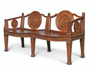 A GEORGE III WALNUT HALL BENCH