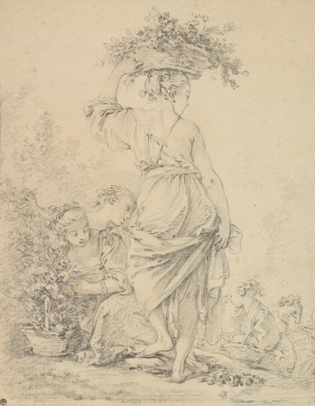 François Boucher (Paris 1703-1777), A standing young woman and others ...