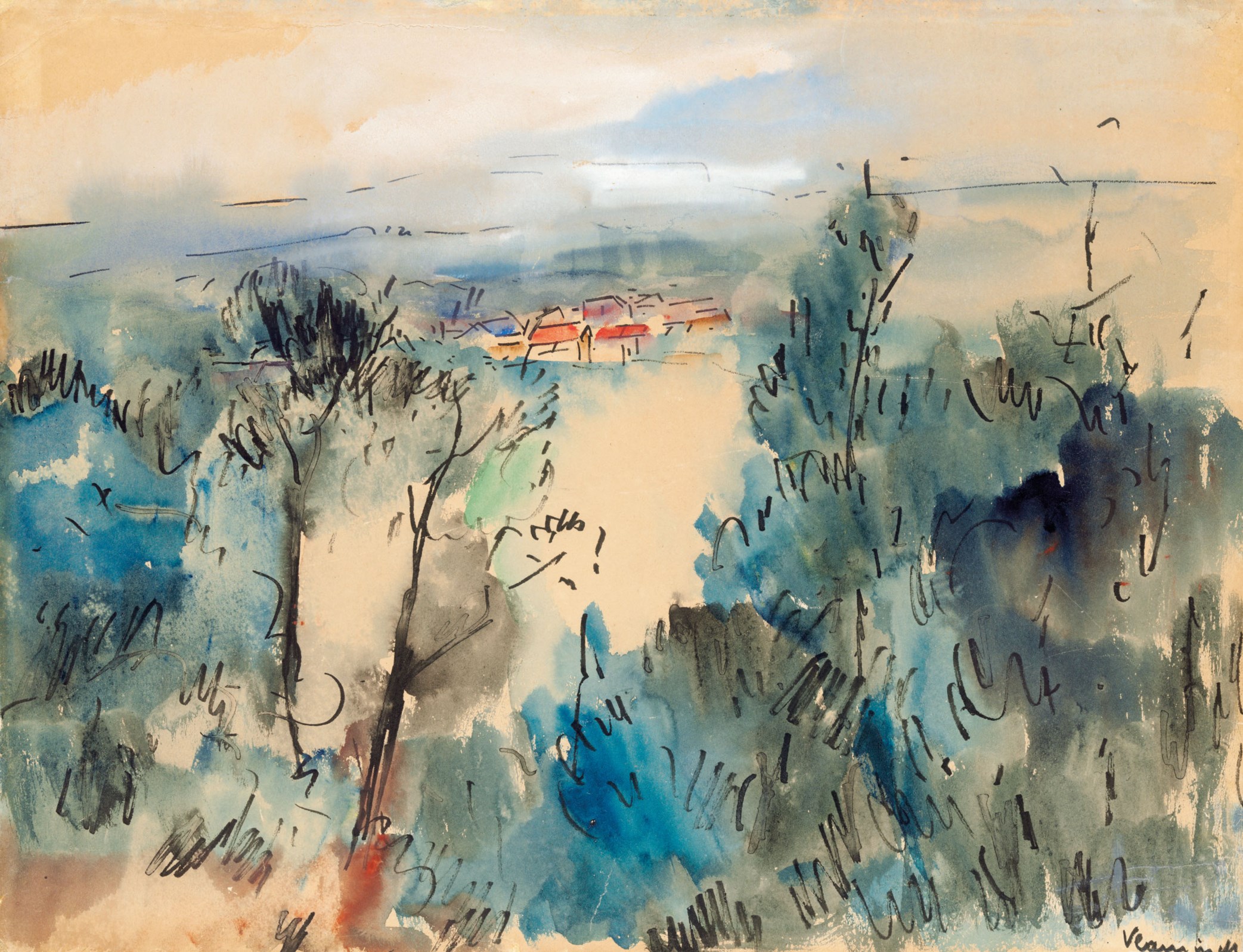 MAURICE DE VLAMINCK (1876-1958), Paysage aux toits rouges | Christie's