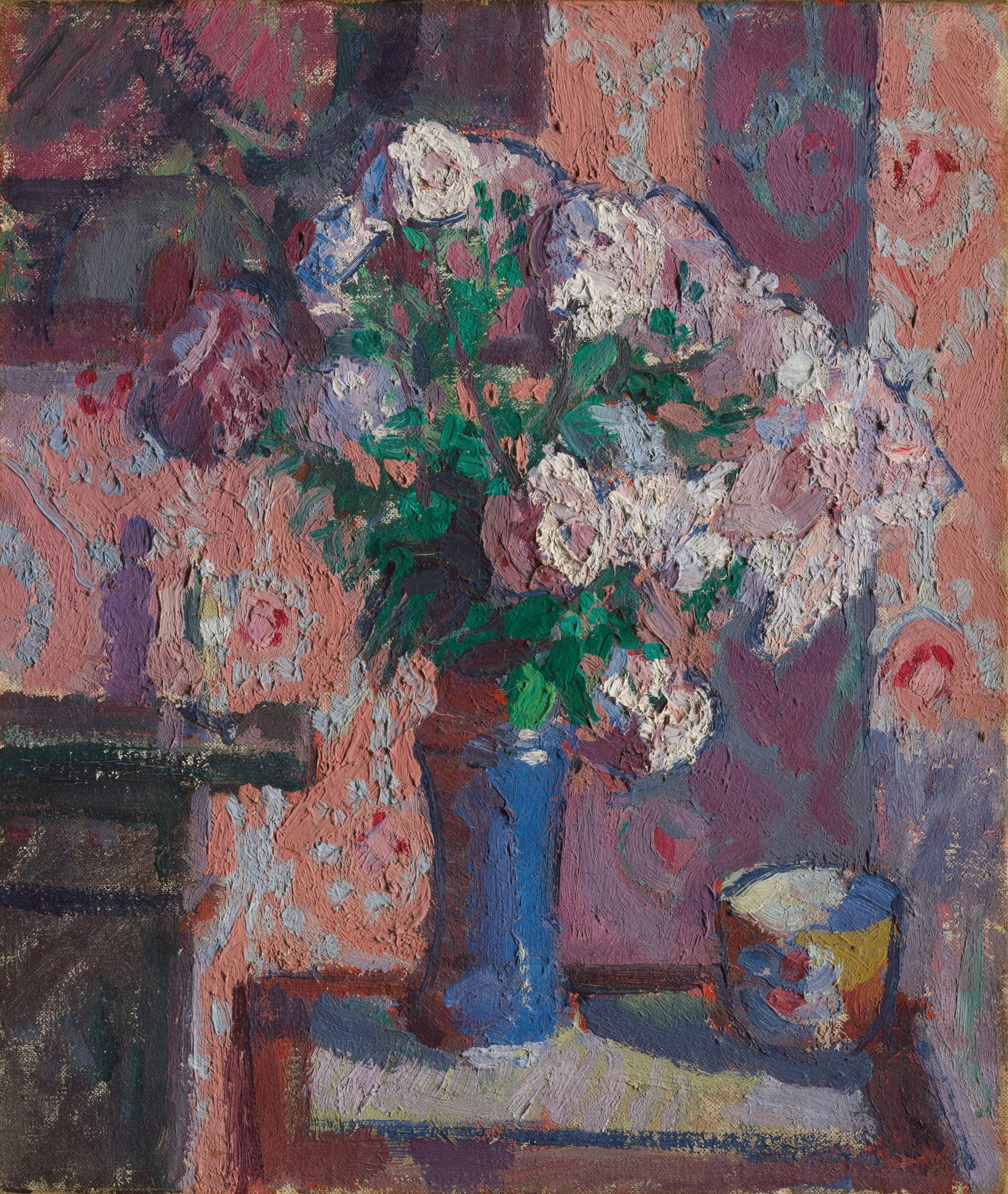 HAROLD GILMAN (1876-1919), Roses in a Blue Vase | Christie's