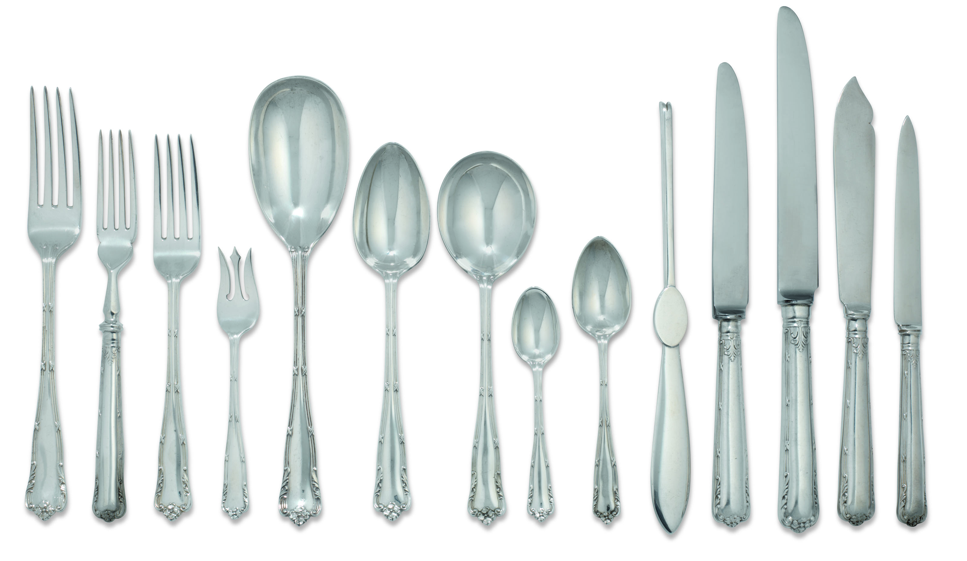 AN ELIZABETH II SILVER TABLE SERVICE, MARK OF ASPREY AND COMPANY ...