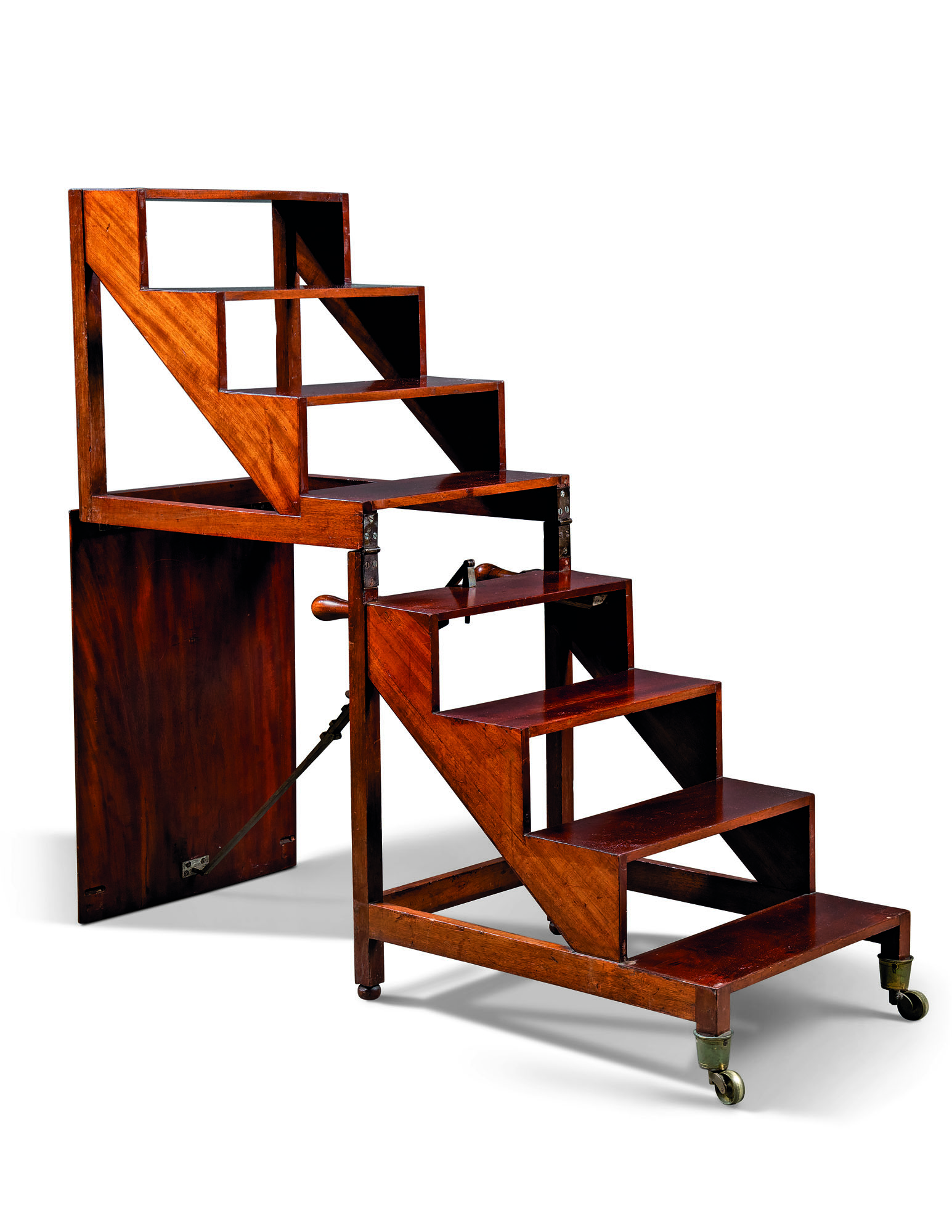 A SET OF GEORGE III MAHOGANY FOLDING LIBRARY STEPS, THIRD QUARTER 18TH ...