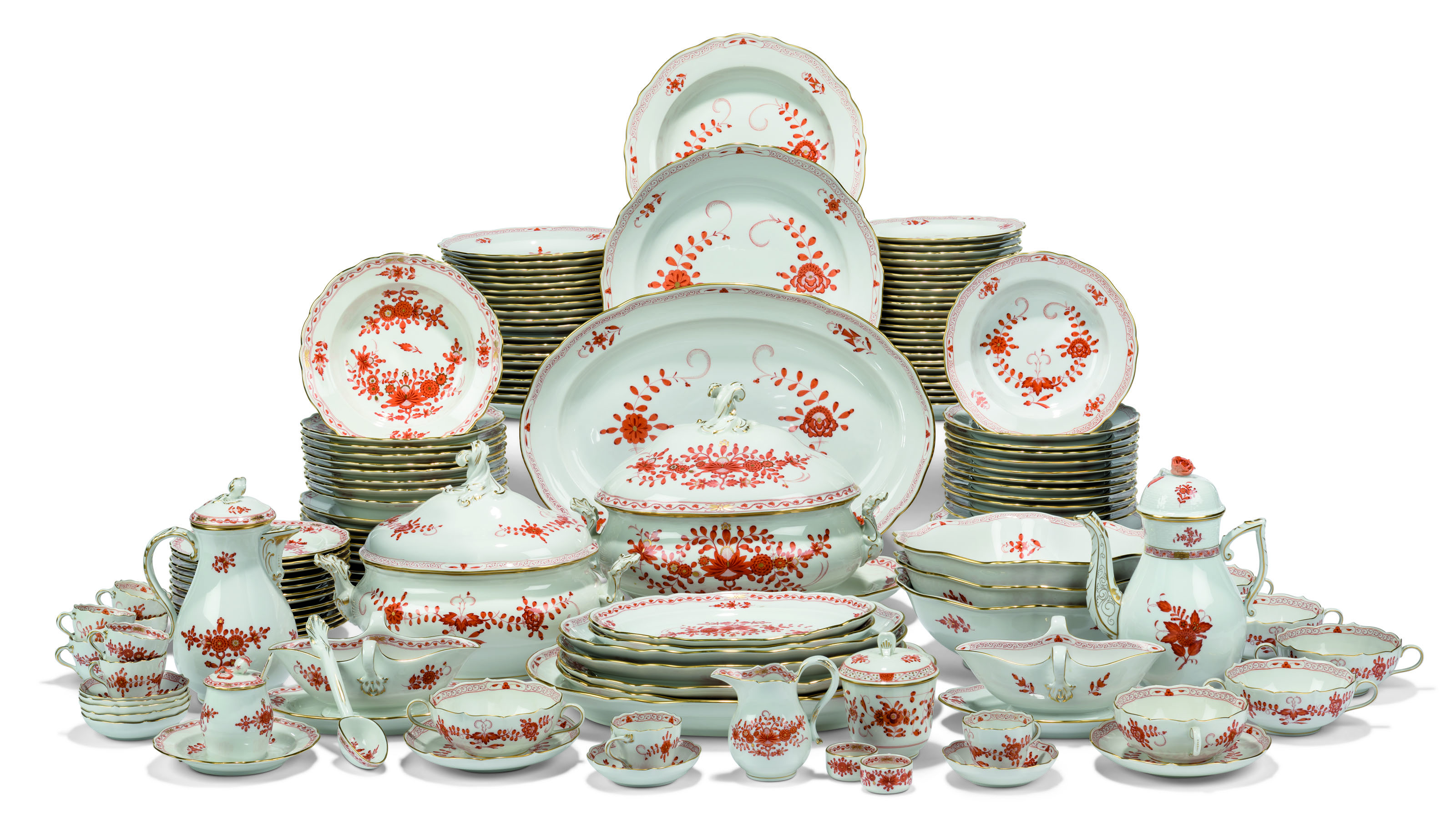 A MEISSEN PORCELAIN IRON-RED 'INDIANISCHE BLUMEN' PATTERN COMPOSITE ...