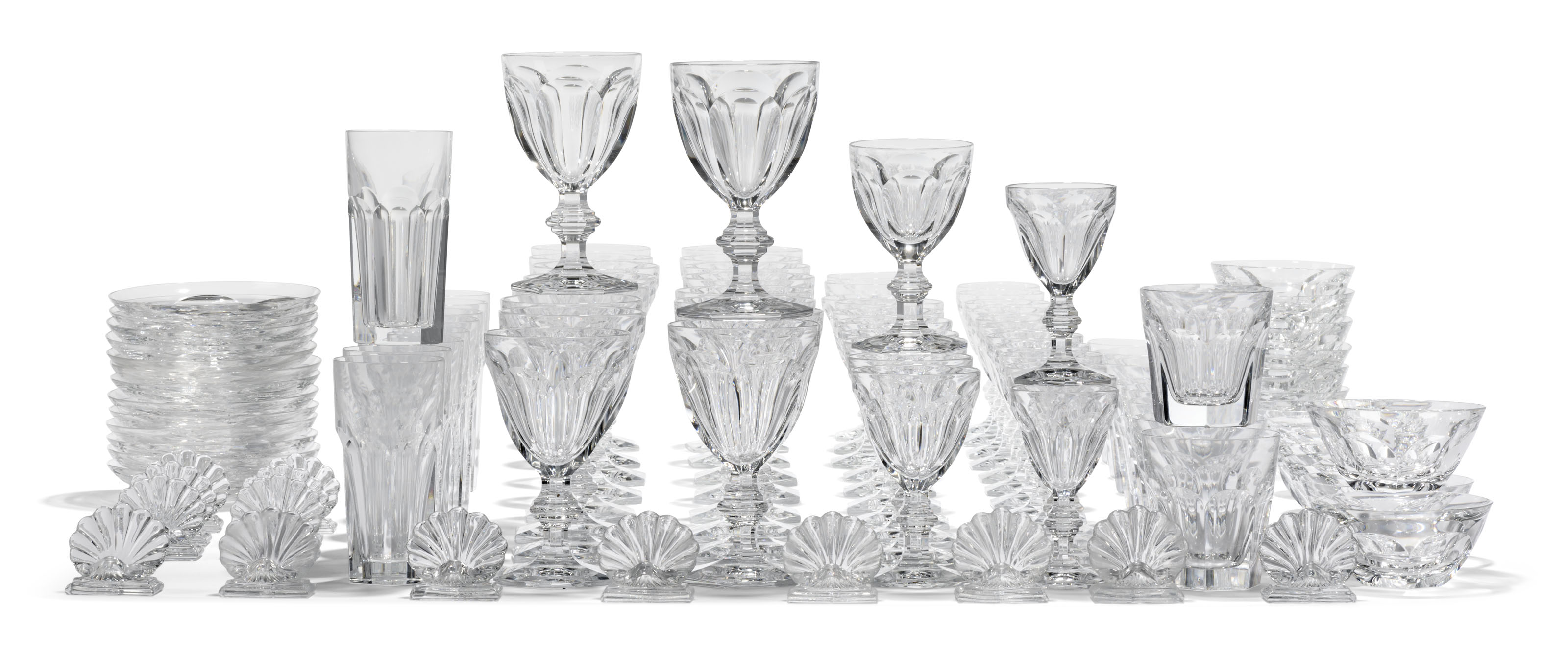 A BACCARAT 'HARCOURT' PATTERN CUT GLASS PART TABLE-SERVICE, 20TH ...