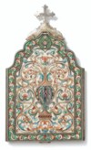 AN IMPORTANT CLOISONNÉ ENAMEL SILVER-GILT TRIPTYCH ICON