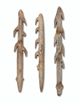 THREE MAGDALENIAN BONE BARBED HARPOONS, UPPER PALEOLITHIC PERIOD, CIRCA 17,000-12,000 B.C ...
