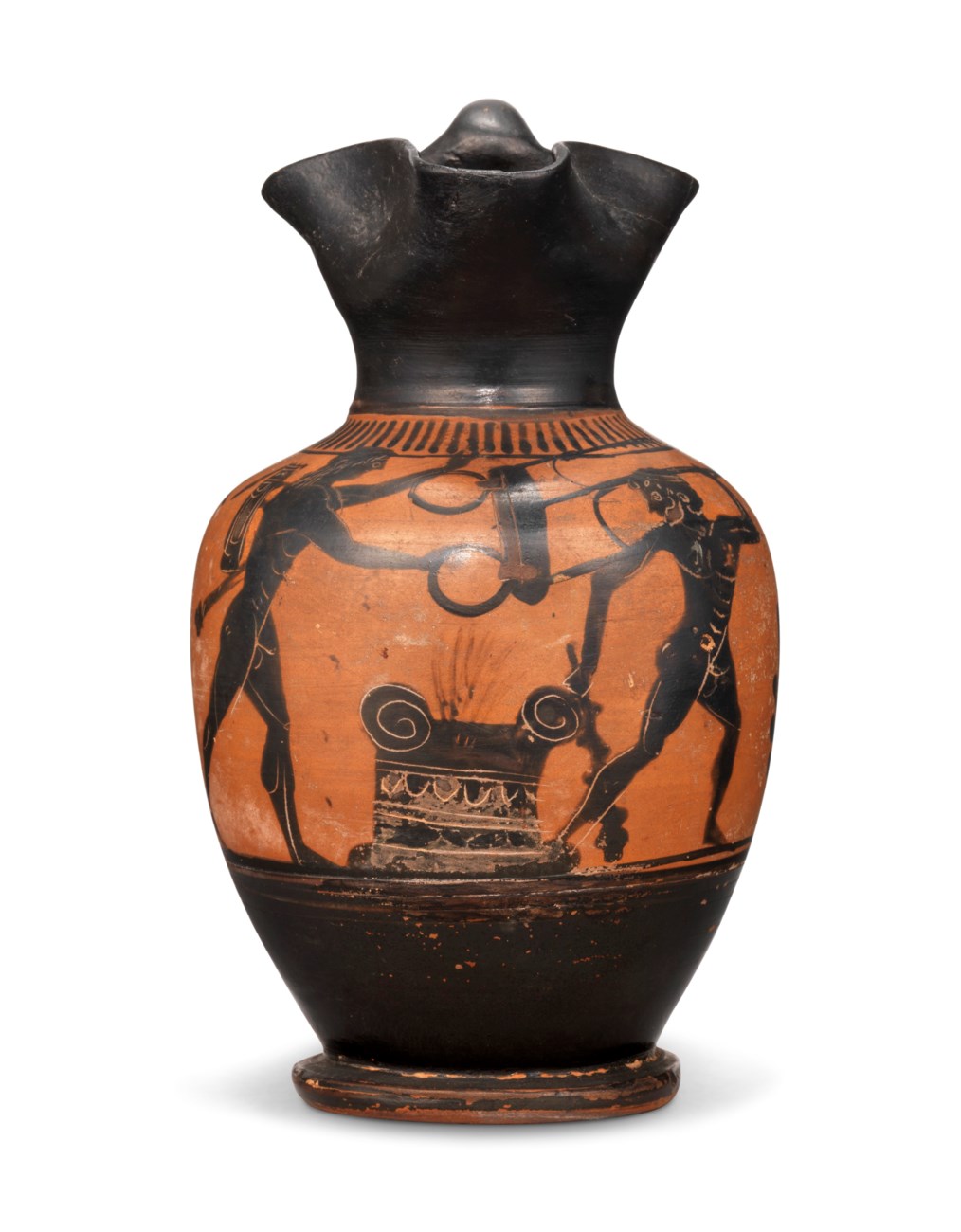 AN ATTIC BLACK-FIGURED TREFOIL-LIPPED OINOCHOE, ATTRIBUTED TO THE GELA ...