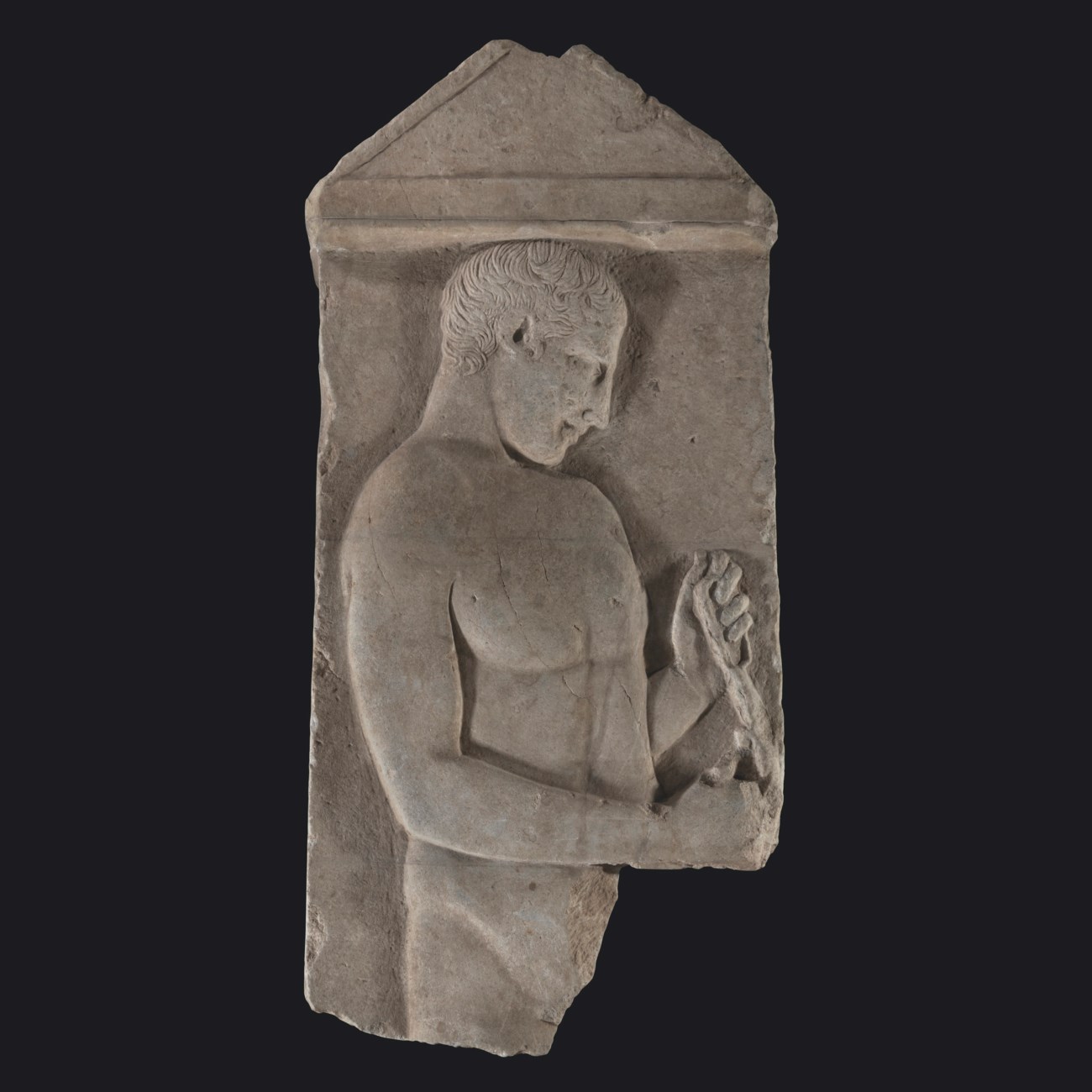 A GREEK MARBLE FUNERARY STELE OF AN ATHLETE, THESSALIAN OR IONIAN ...