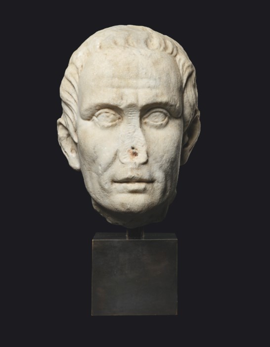 A ROMAN MARBLE MALE PORTRAIT HEAD, LATE REPUBLICAN, CIRCA 1ST CENTURY B ...