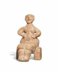 A VINCA TERRACOTTA SEATED FEMALE FIGURE, NEOLITHIC PERIOD, CIRCA 5TH ...