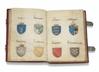 Anonymous French or Flemish artist, Heraldic manual with armorial of ...