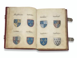 Anonymous French or Flemish artist, Heraldic manual with armorial of ...