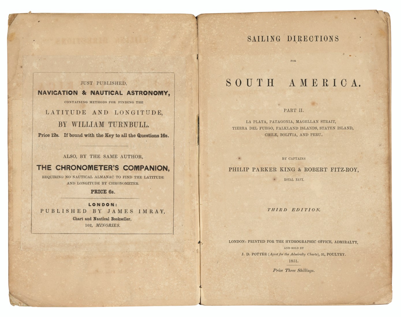 KING, Phillip Parker King (1791-1856) and Robert FITZROY (1805-1865 ...