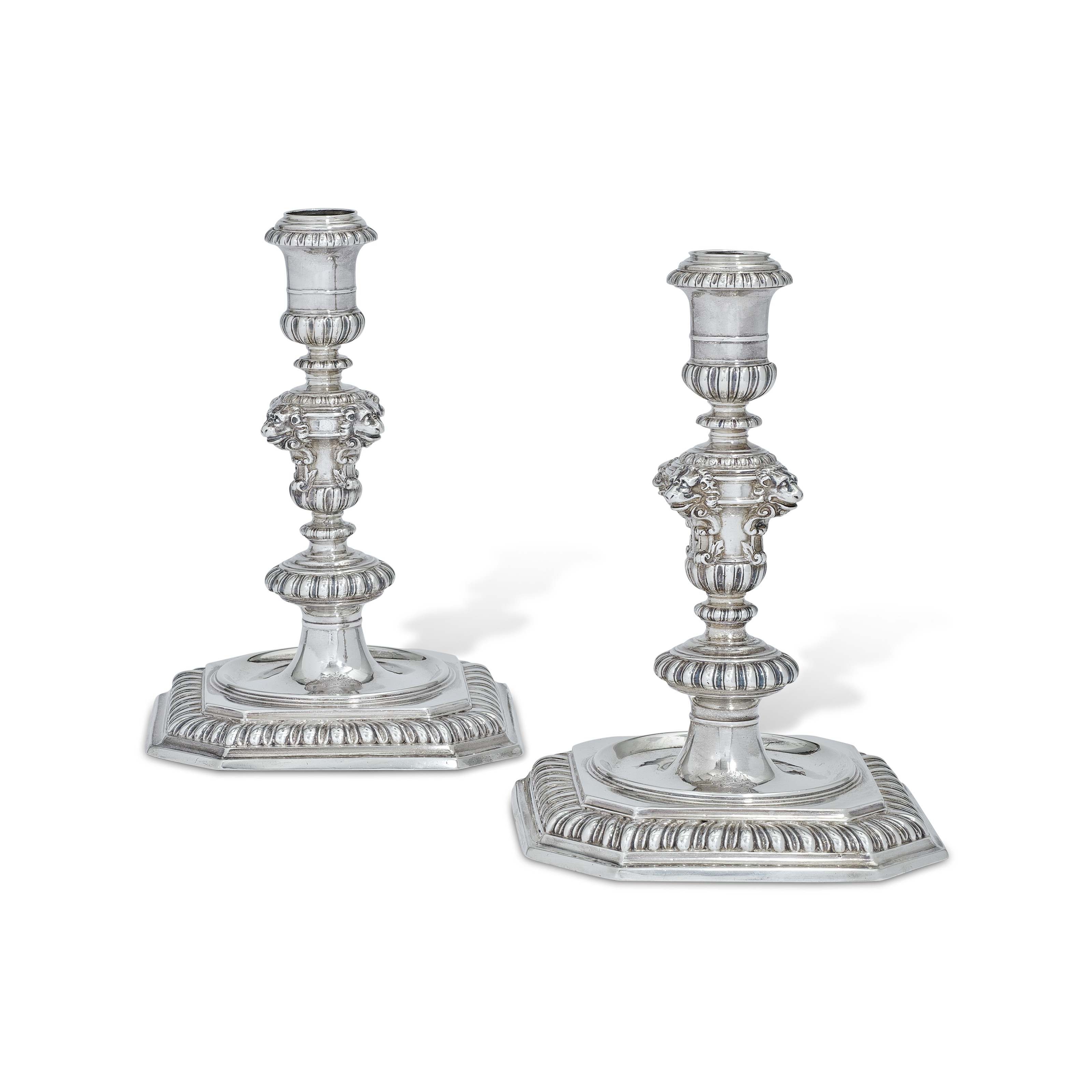 A PAIR OF WILLIAM III SILVER CANDLESTICKS, LONDON, 1696, MAKER'S MARK ...