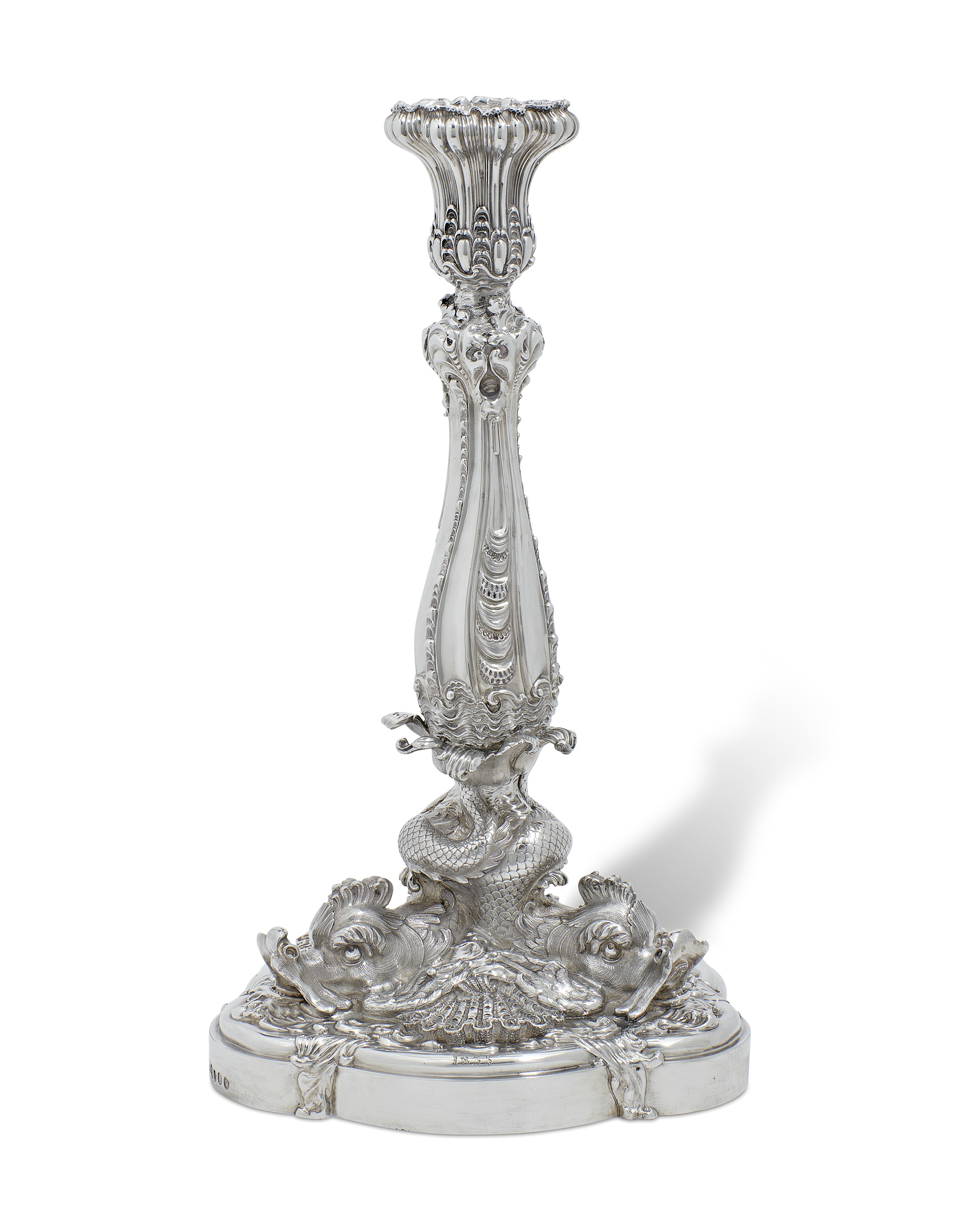 A WILLIAM IV SILVER CANDLESTICK, MARK OF PAUL STORR, LONDON, 1835 ...
