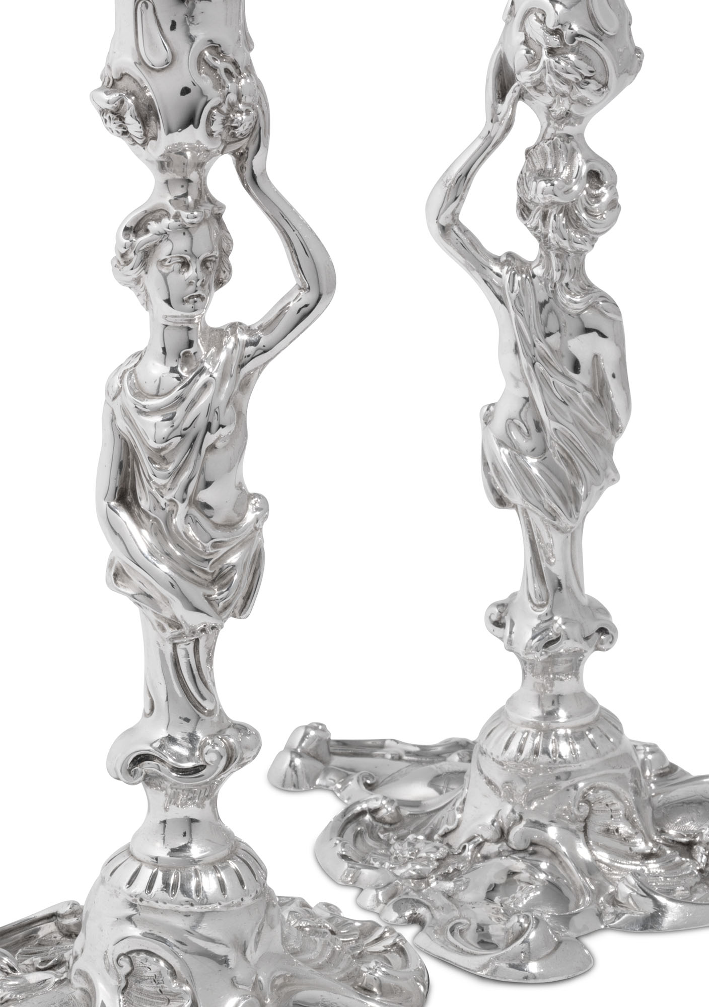 SIX GEORGE II SILVER CANDLESTICKS