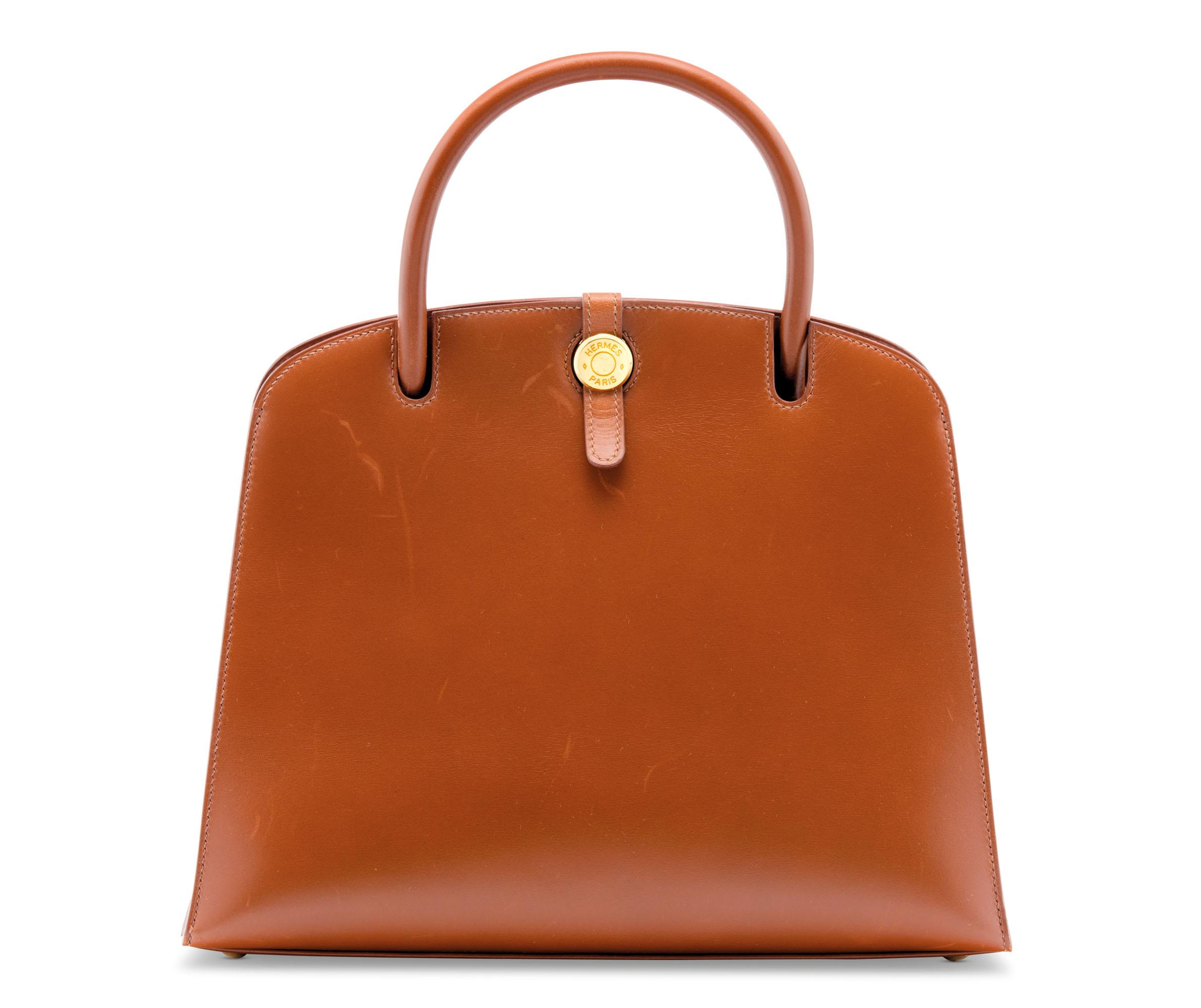 A NOISETTE CALF BOX LEATHER DALVY 30 WITH GOLD HARDWARE