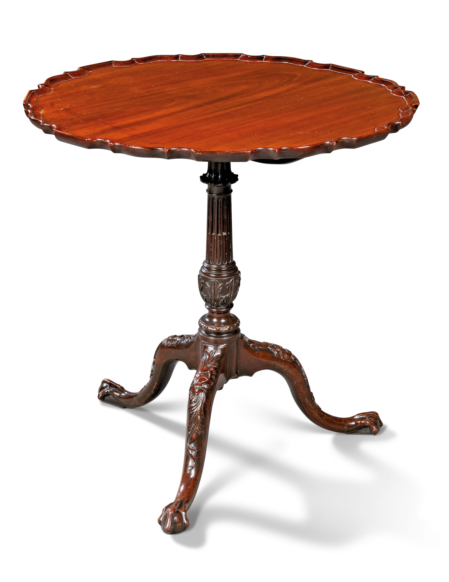A GEORGE II MAHOGANY PIE-CRUST TRIPOD TABLE