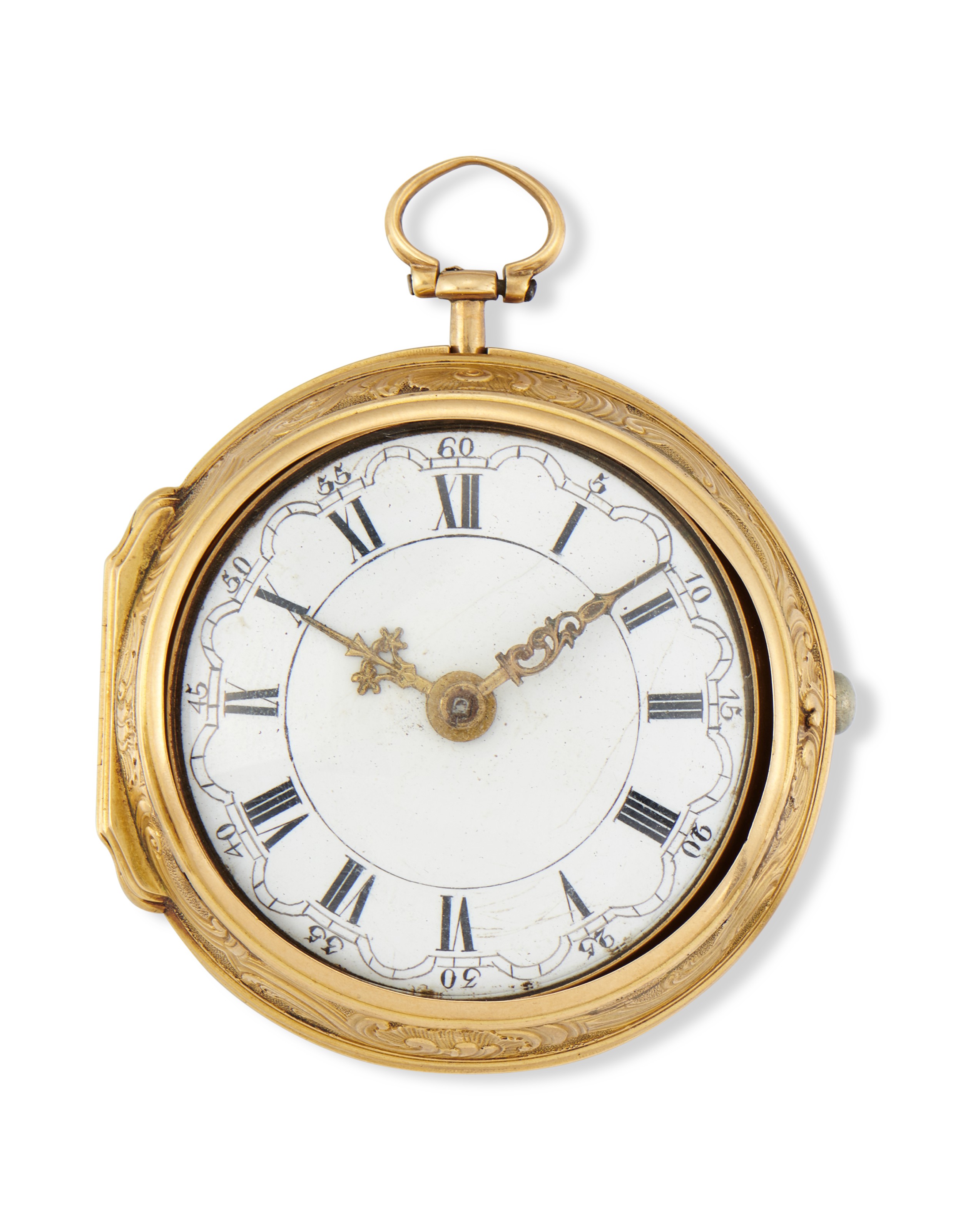 ANTIQUE GOLD REPOUSSE PAIR CASED VERGE WATCH, ESQUIVILLION ET DE ...