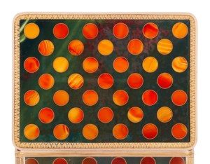 A GERMAN GOLD-MOUNTED HARDSTONE SNUFF-BOX, CIRCA 1780, WITH LATER ...