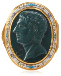 A GERMAN GOLD-MOUNTED ENAMEL AND HARDSTONE SNUFF-BOX, PROBABLY BERLIN ...