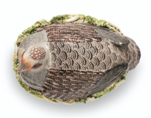 A MEISSEN PORCELAIN PARTRIDGE BOX AND COVER, MID-18TH CENTURY, BLUE ...