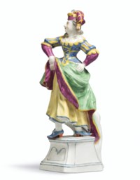 A HÖCHST PORCELAIN FIGURE OF RAGONDA FROM THE COMMEDIA DELL'ARTE, CIRCA ...